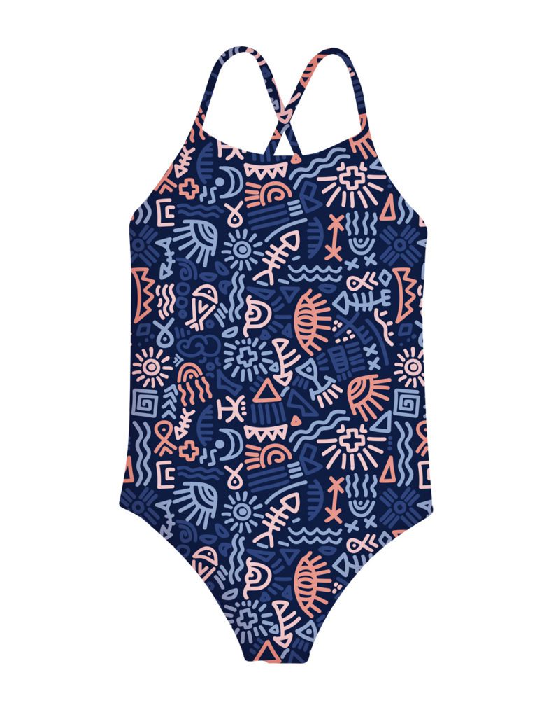 COSMO CREW NAVY TRIBAL ACTION SWIMSUIT - BREEZYKIDZ